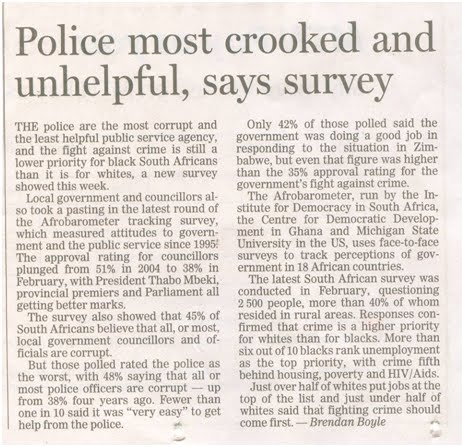 The Crimes of the South African Police Service: April 2011
