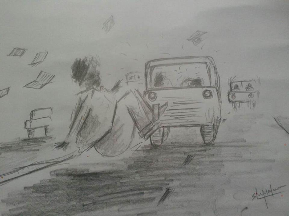 Road Accident pencil draw_shijumdrawings - SHIJU M DRAWINGS