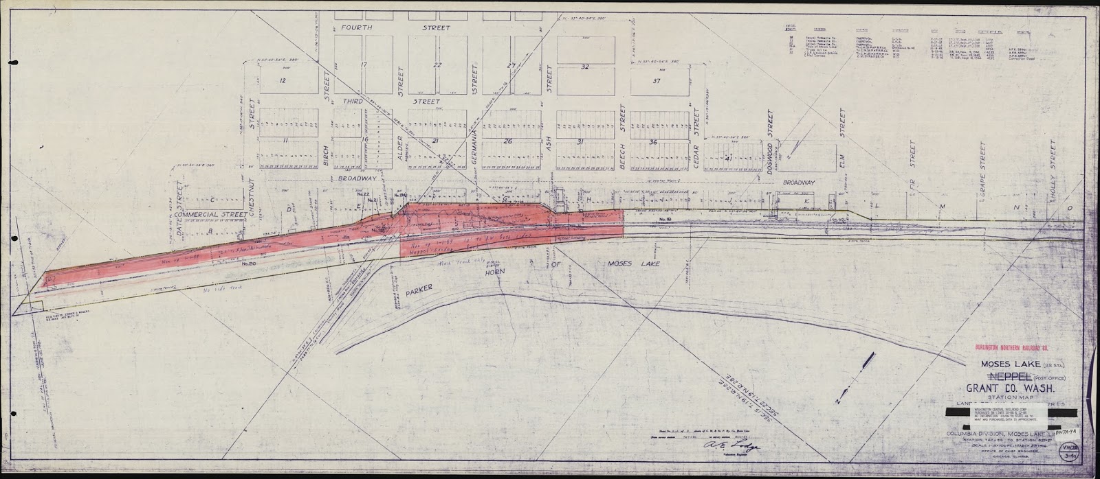 Big Bend Railroad History: Milwaukee Road Moses Lake Station Area Plans