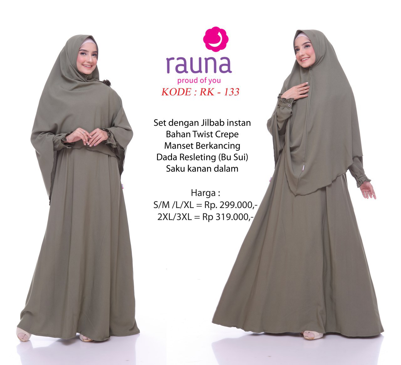 KOLEKSI GAMIS TERBARU RAUNA RK 132, RK 133, RK 134