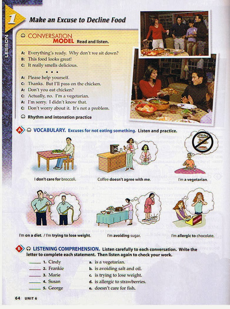 MY ENGLISH CORNER: Make an excuse to decline food.