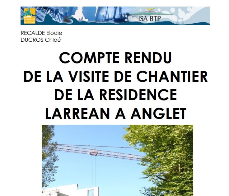 EXEMPLE DE COMPTE RENDU VISITE CHANTIER - FORMATION B.TP.H