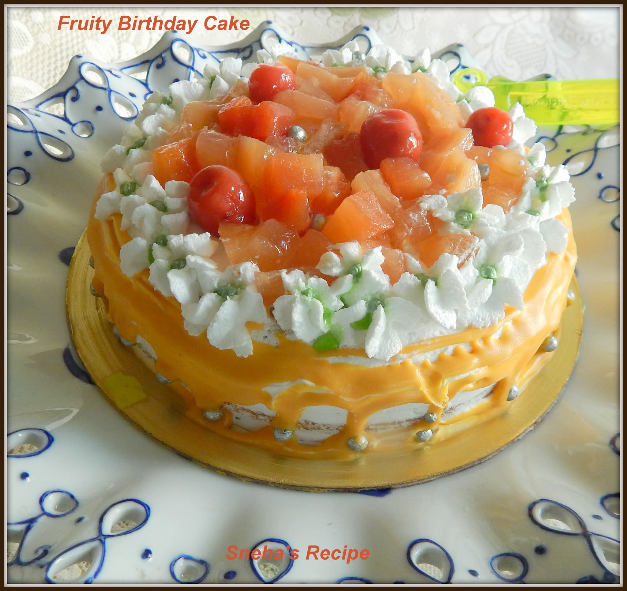 Fruity Birthday Cake#SundayFunday - Sneha's Recipe