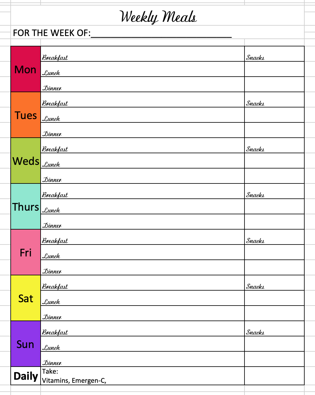 Printable and Customizable Daily Chore List & Meal Planner ...