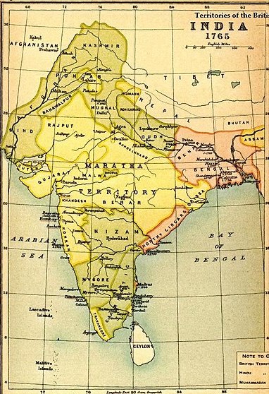 Map of India 1765 to 1805