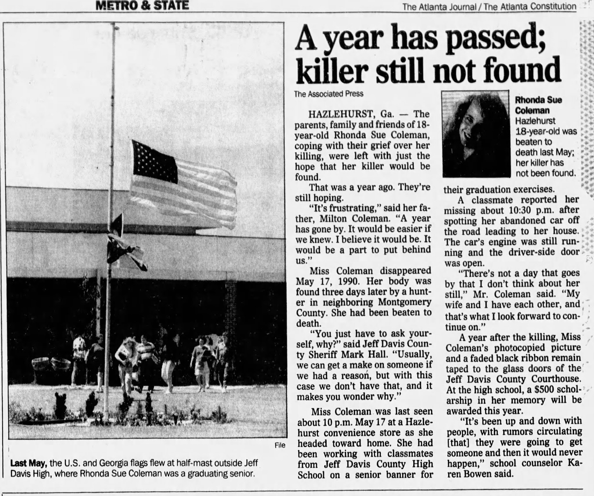 Rhonda Sue Coleman Homicide Newspaper Clippings Rhonda Sue Coleman Homicide Newspaper Clippings