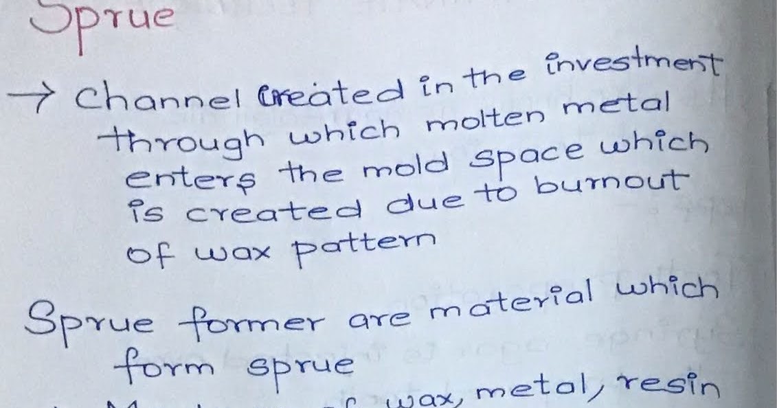 SPRUE ,SPECIFICATION,FUNCTION- short notes