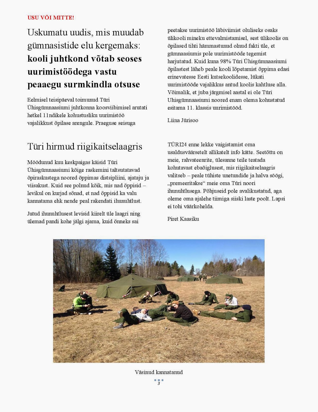 Oskar: 11. LR klassi rühmatöö - ajaleht. Head lugemist!