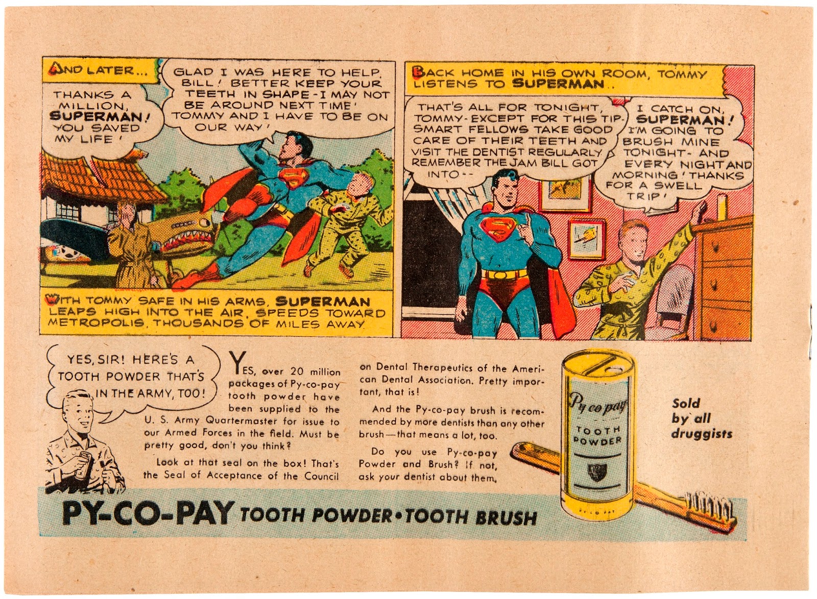 Pop Artifact: Vintage Superman "Py-Co-Pay" tooth power promo