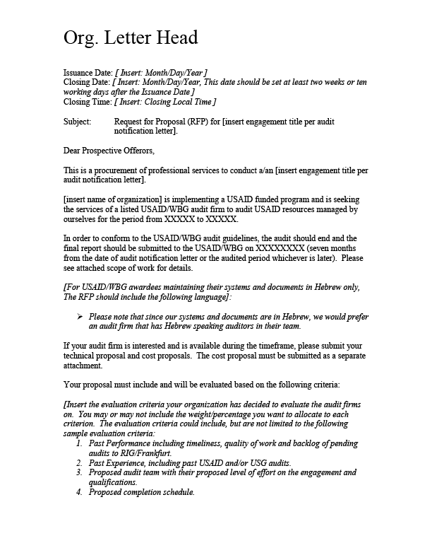 Rfp Cover Letter Template ~ Resume Letter