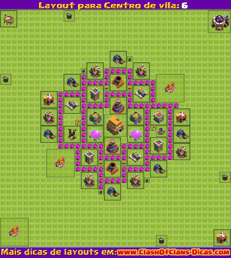 Melhores Layouts para Clash of Clans: Centro de Vila Nível 6 - Clash of ...