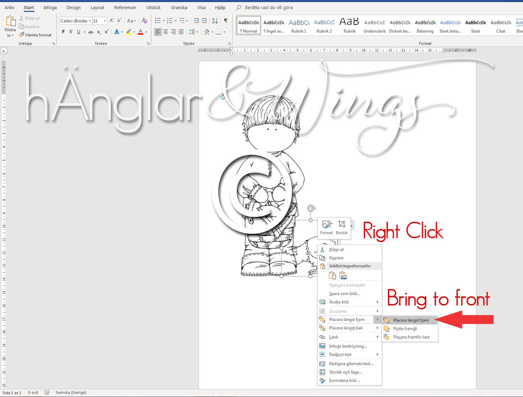 hÄnglar & Wings: How to use Digi-stamps in Word (step-by-step)