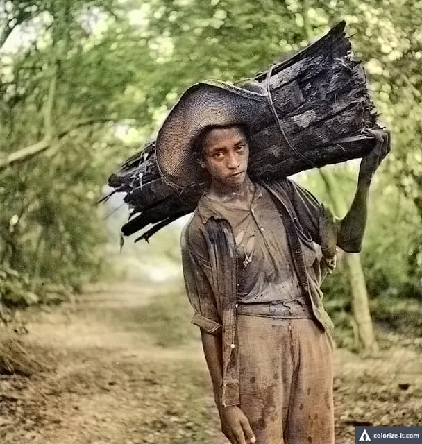 Filipino Native with Bayog Bark along Talisay-Tagaytay Trail, 1934 ...