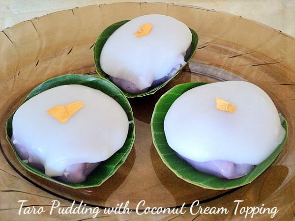 Taro Pudding with Coconut Cream Topping (Khanom Tako Peuk) ~ AnnaVanilla