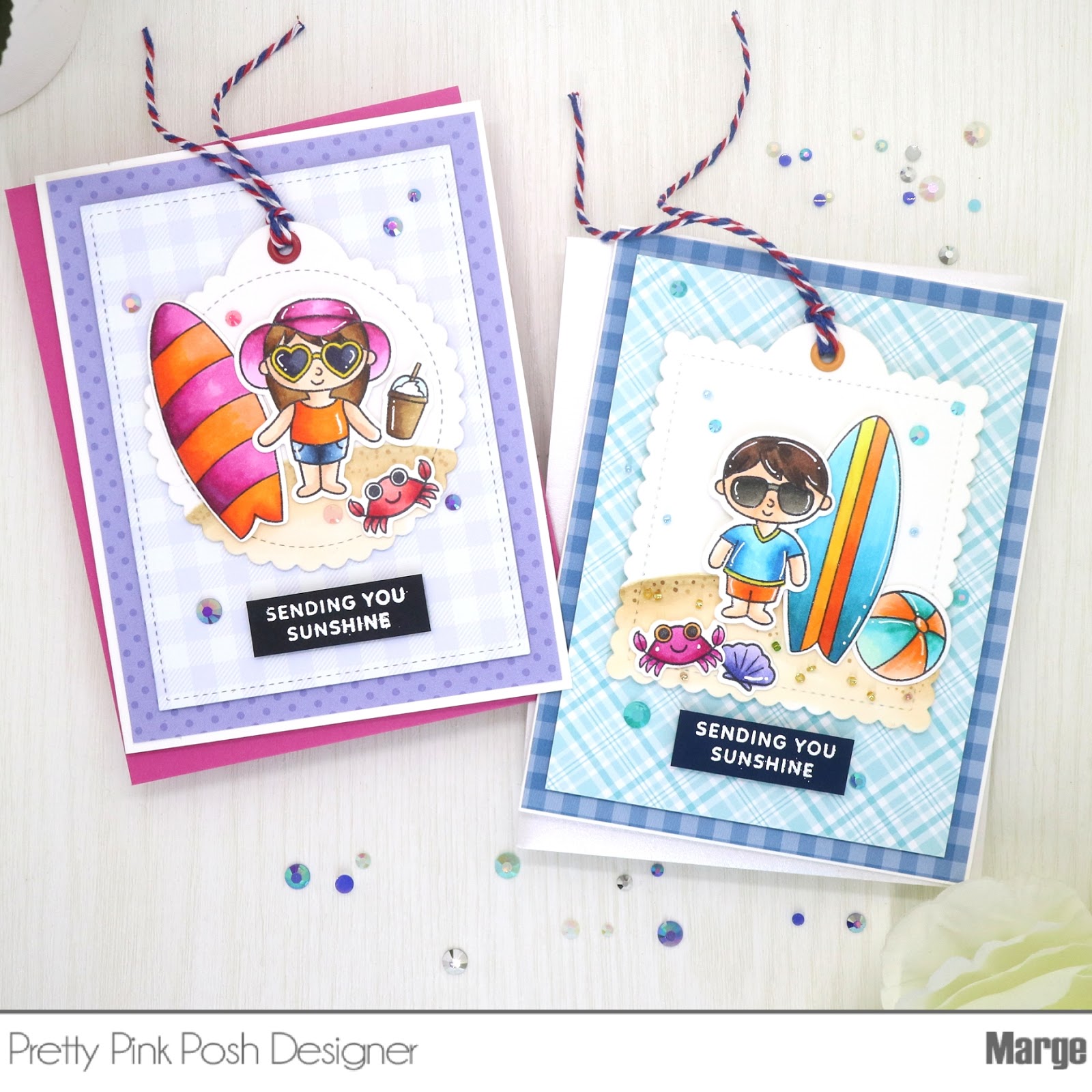 Marge Crafts: Pretty Pink Posh Summer Theme Card 3 - Lovely Beach Duo