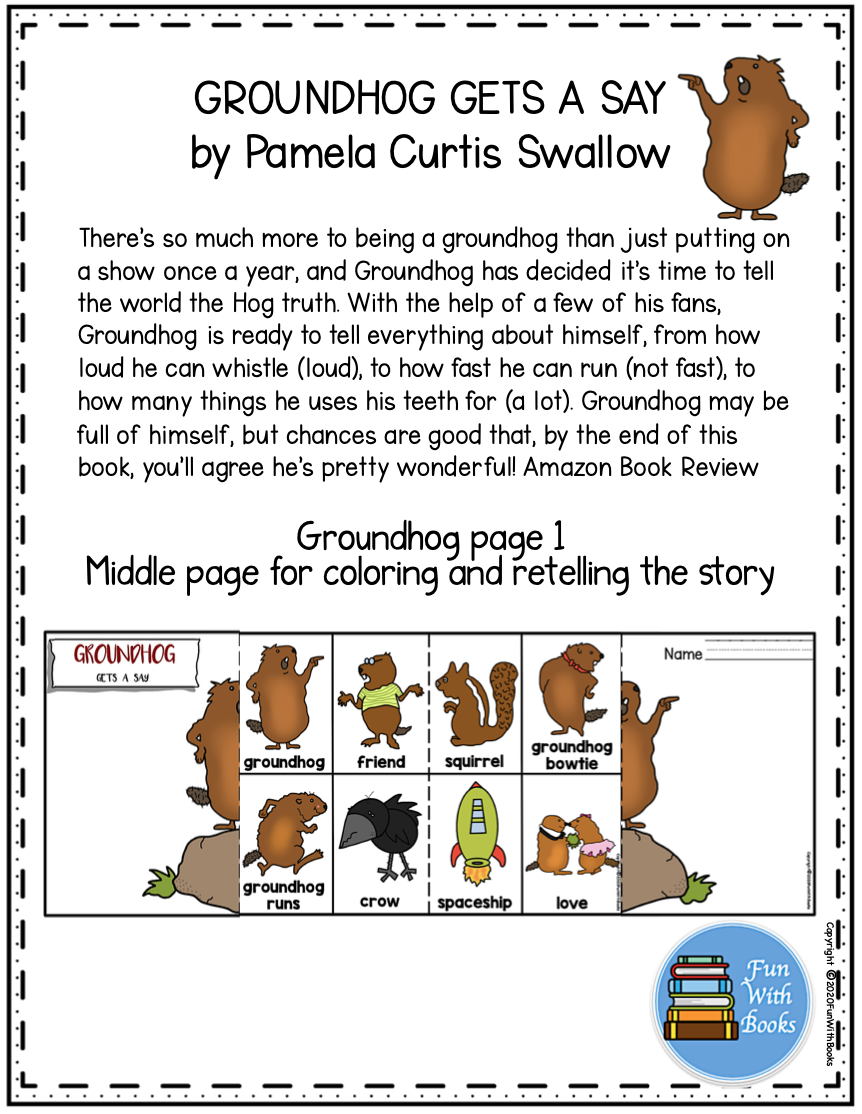 GROUNDHOG GET A SAY BOOK CRAFT ~ Book Units by Lynn