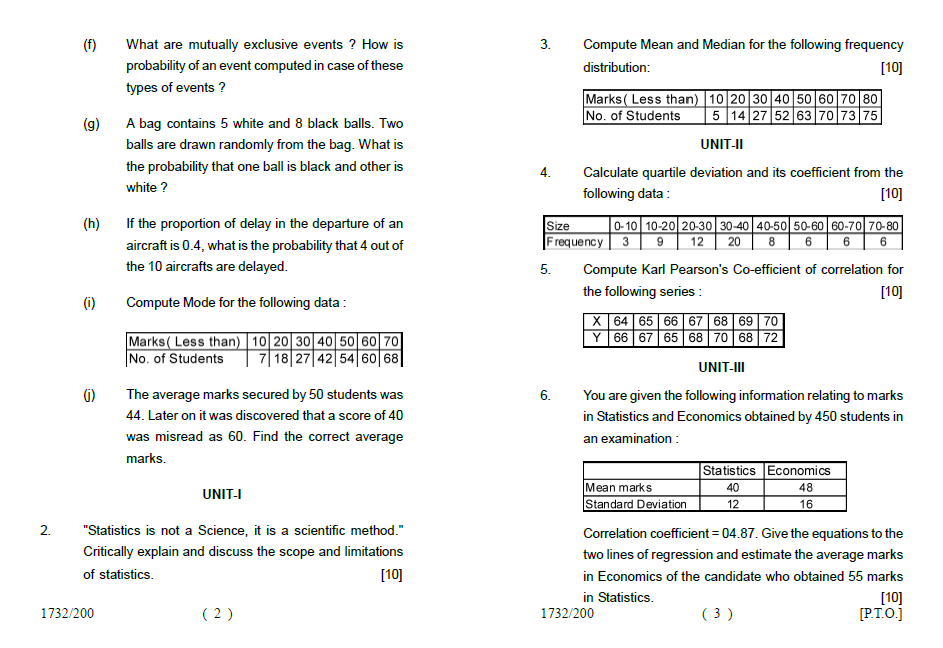 Lucknow University MBA (Five Year)( Semester - II ) STATISTICS FOR ...