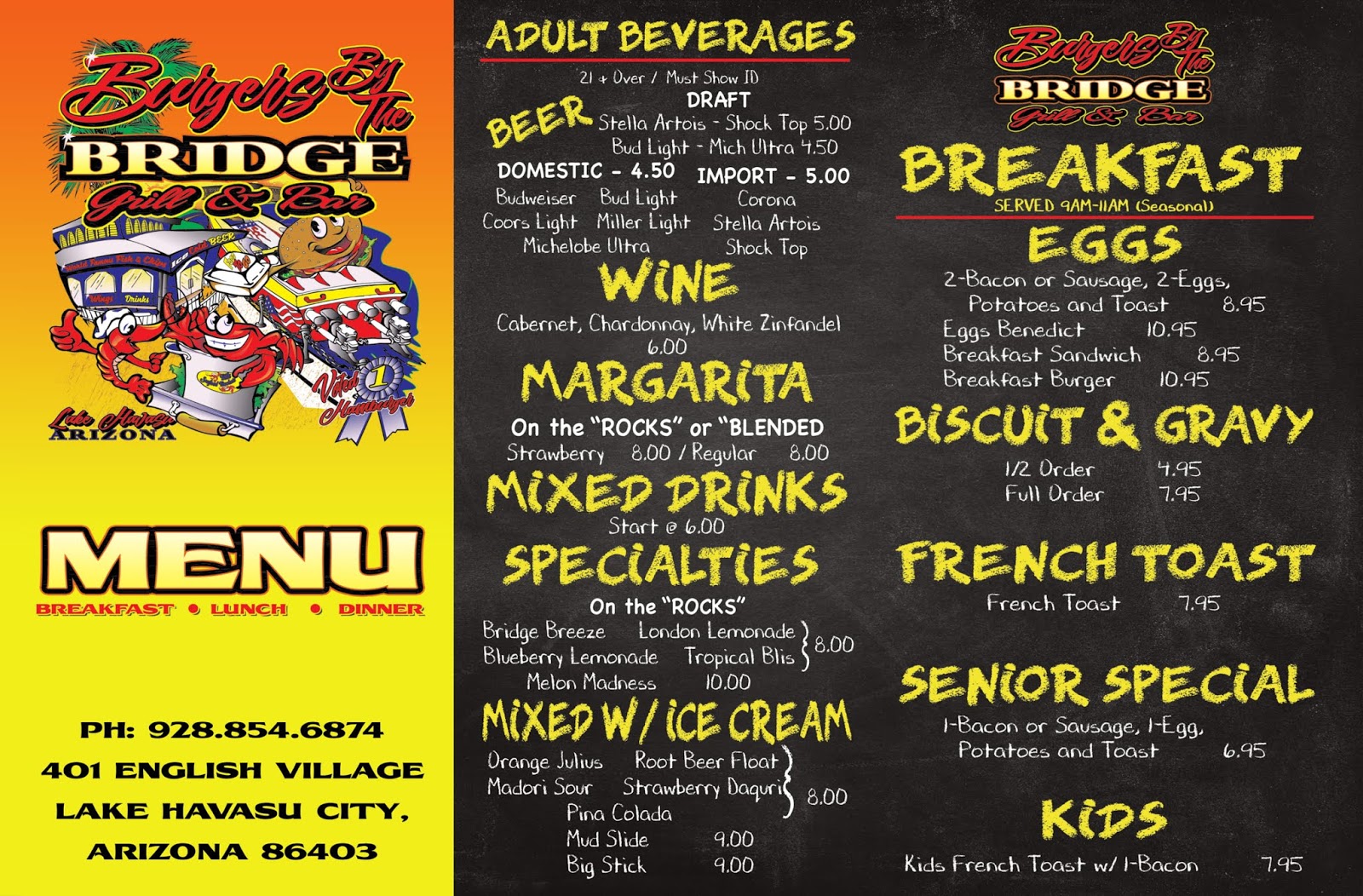Burgers By The Bridge: Menu