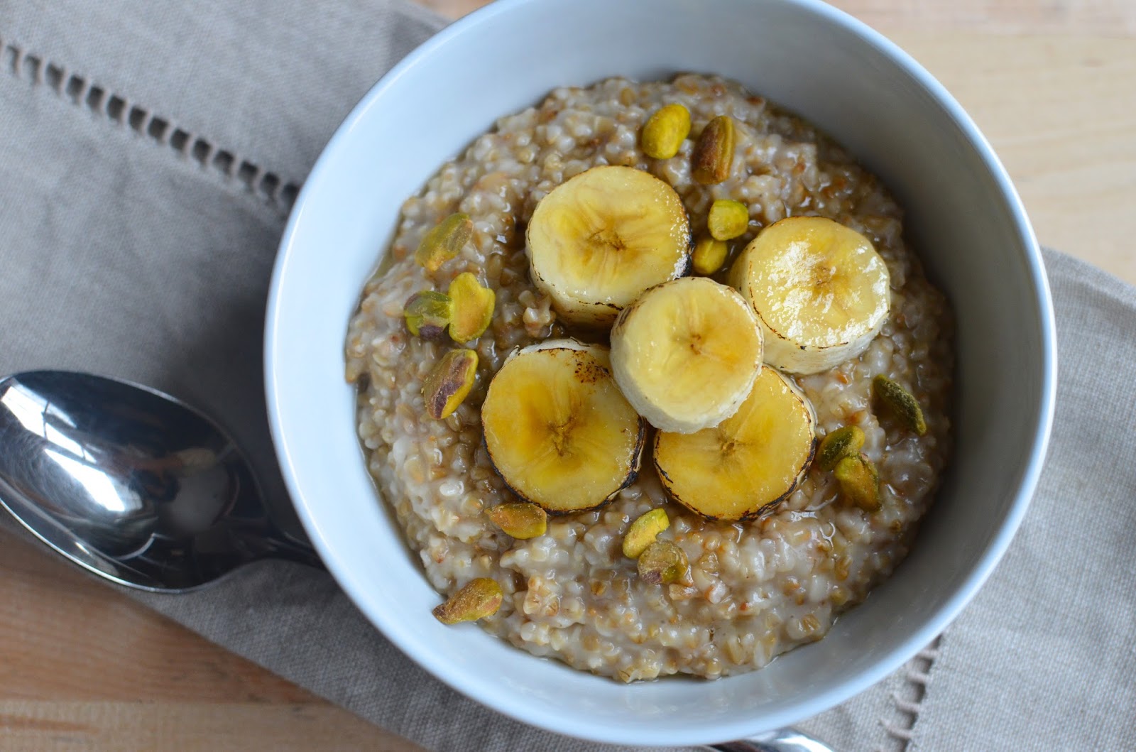 Playing with Flour: Toasted steel-cut oatmeal with brûléed bananas