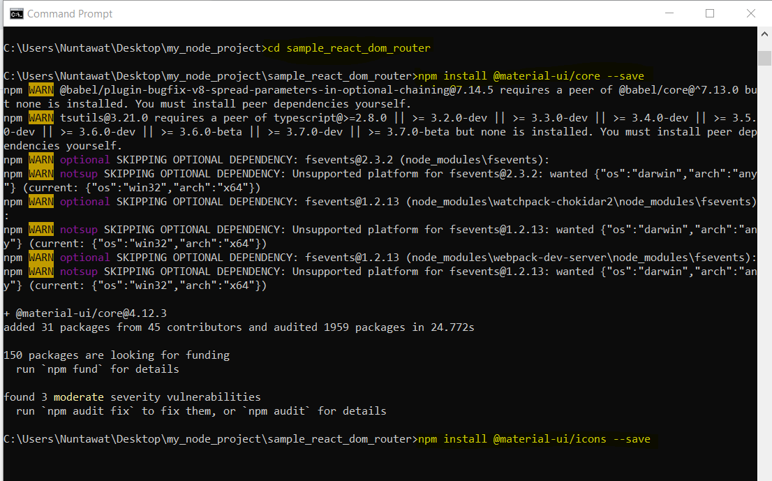ตัวอย่างการใช้งาน React Router DOM ใน React Material UI ตอน 1