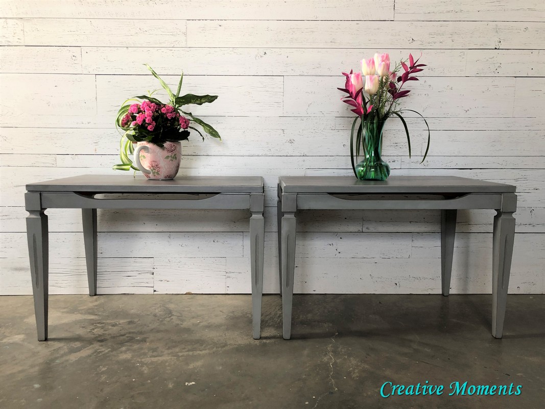 Vintage Side Tables in Shades of Grey