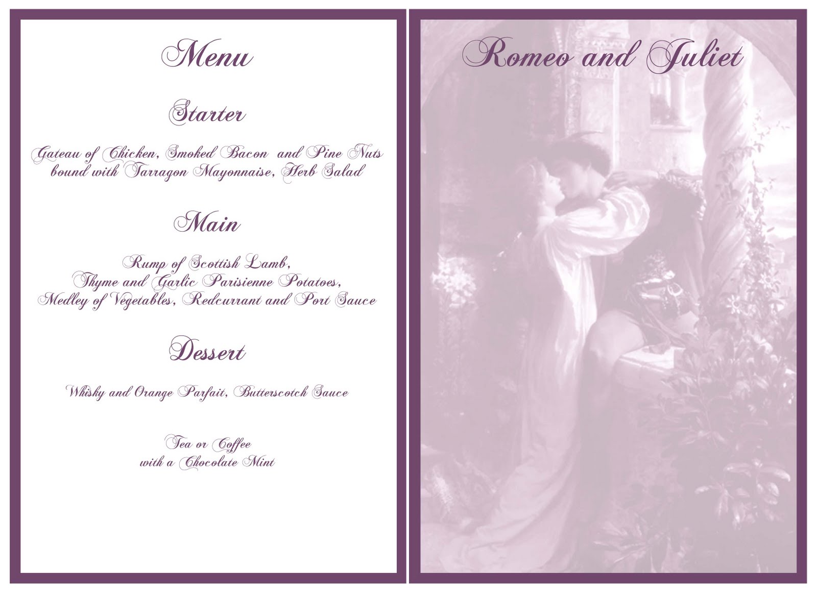 The Wedding Touch: Shakespeare Menu