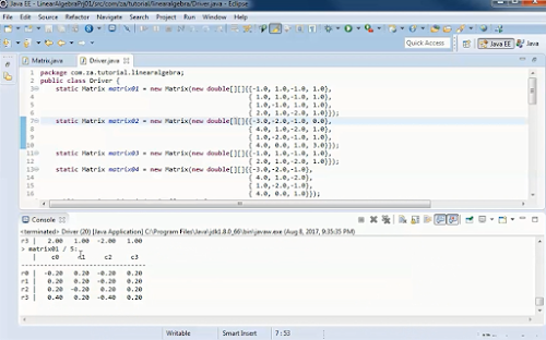 Prototype Project: Intro to Linear Algebra w/ JAVA 8 (Tutorial 01)