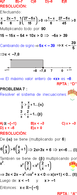 INECUACIONES DE PRIMER GRADO EJERCICIOS RESUELTOS Y PARA RESOLVER PDF