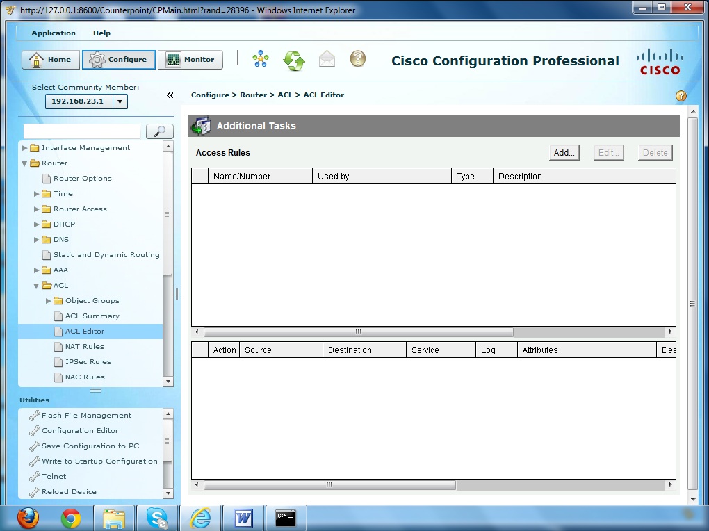 Cisco Configuration Professional Initial Setup and Access List Lab ...