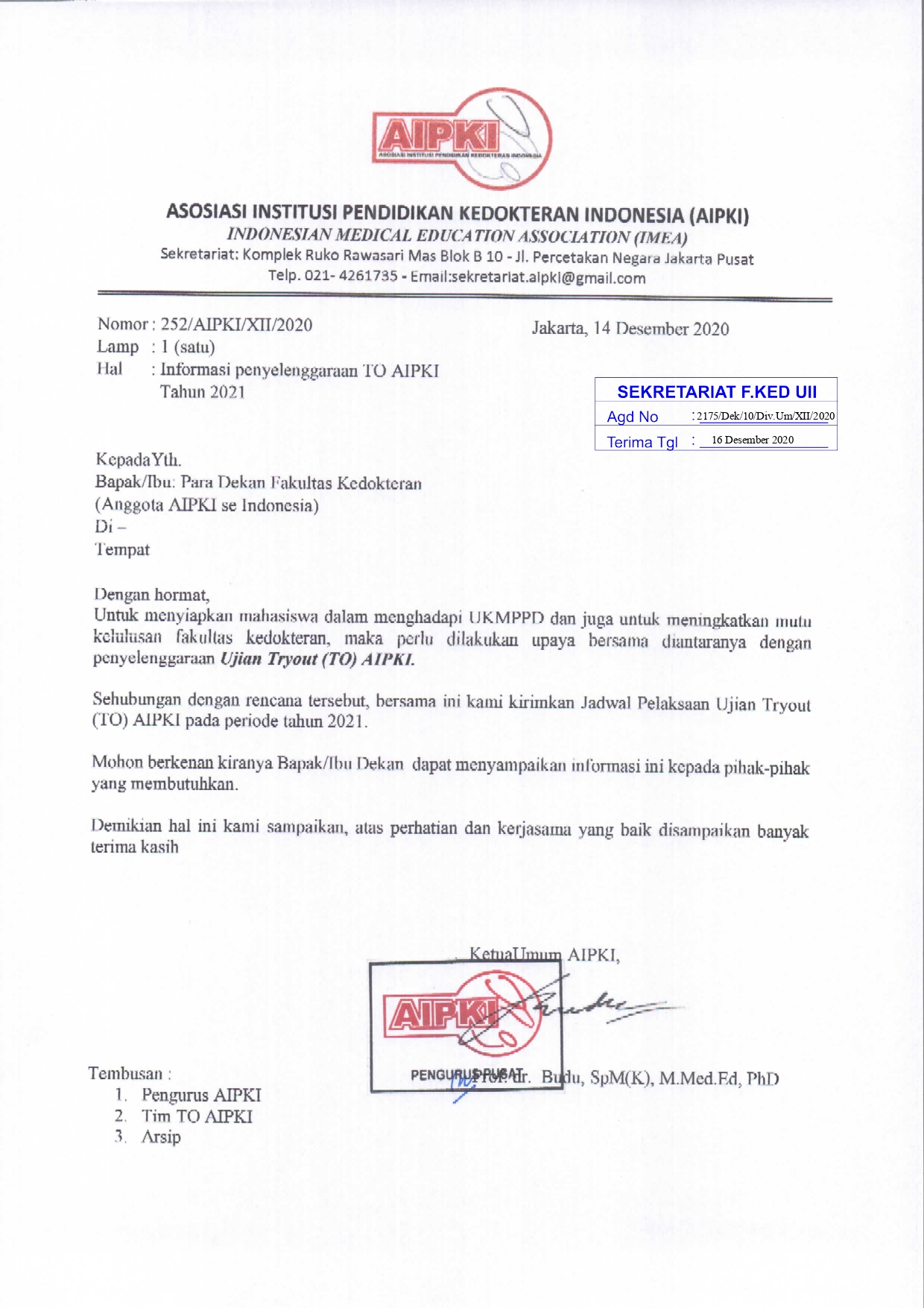 PSPD FK UII: Informasi Penyelenggaraan TO AIPKI Tahun 2021