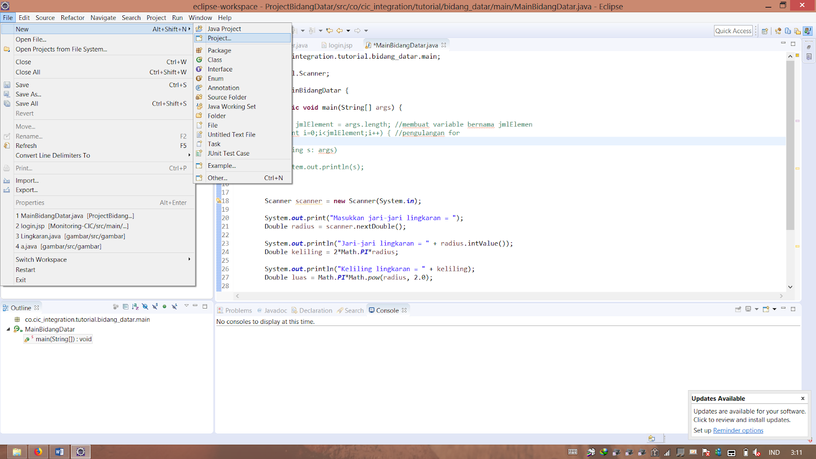 Tutorial Java Mengenal Workspace Project Dan Class Part1