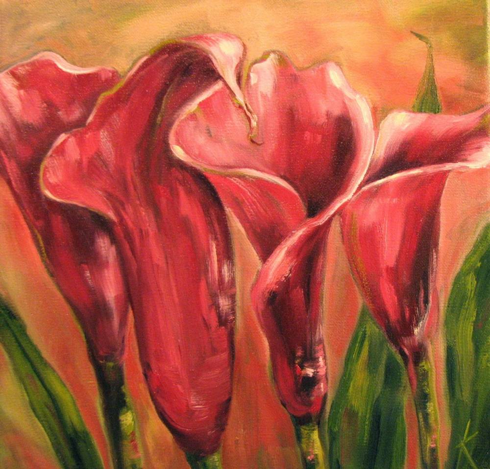 Kim Blair: Floral Painting of Calla Lilies, Calla Pink, by Canadian ...