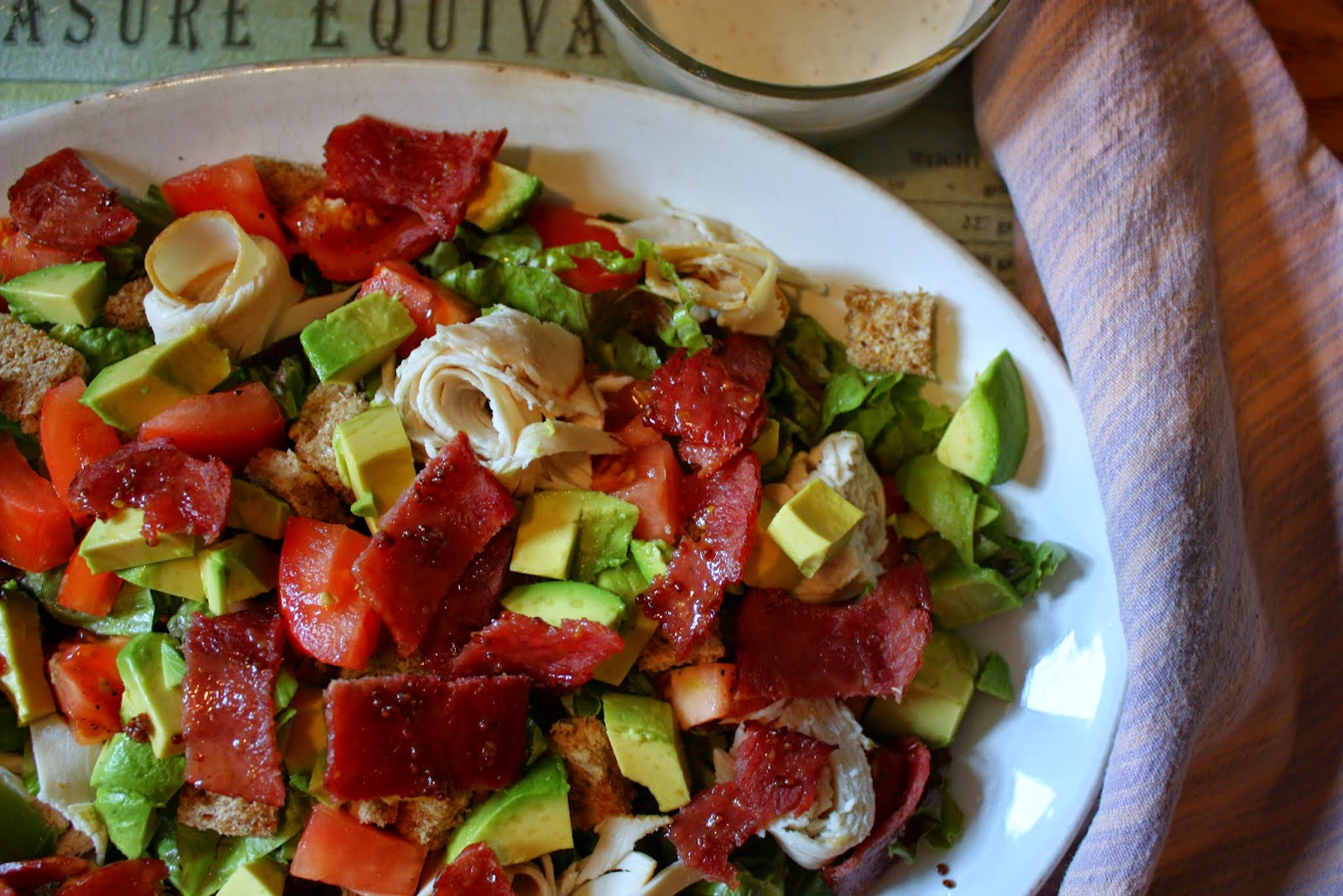 we eat. happy.: turkey club salad. with creamy Old Bay dressing.