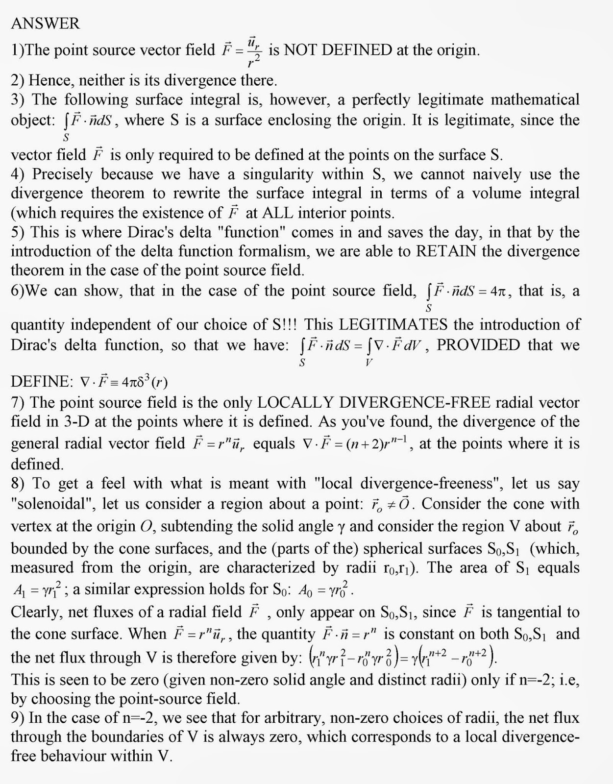 Weblog on Physics: Divergence of a Radial Vector Field