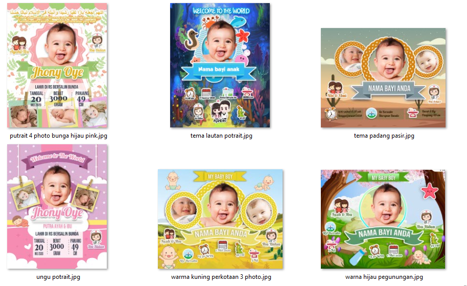 Template Baby Bio Biodata bayi Premium format PSD | Warnet Gea