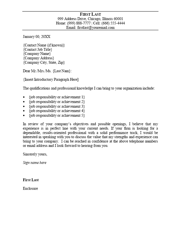 Fillable Cover Letter Template ~ Resume Letter
