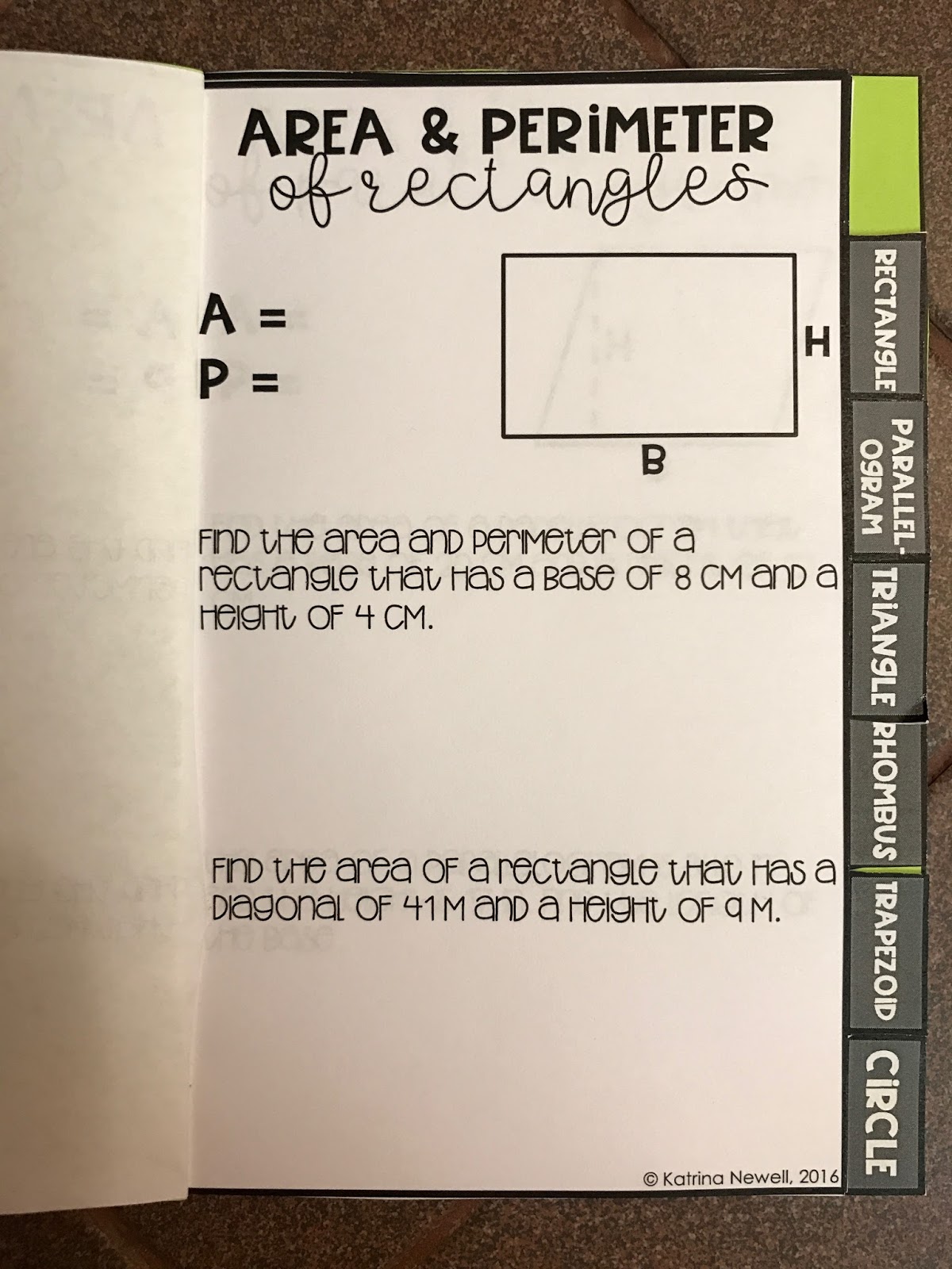 Editable Area and Perimeter Foldable | Mrs. Newell's Math
