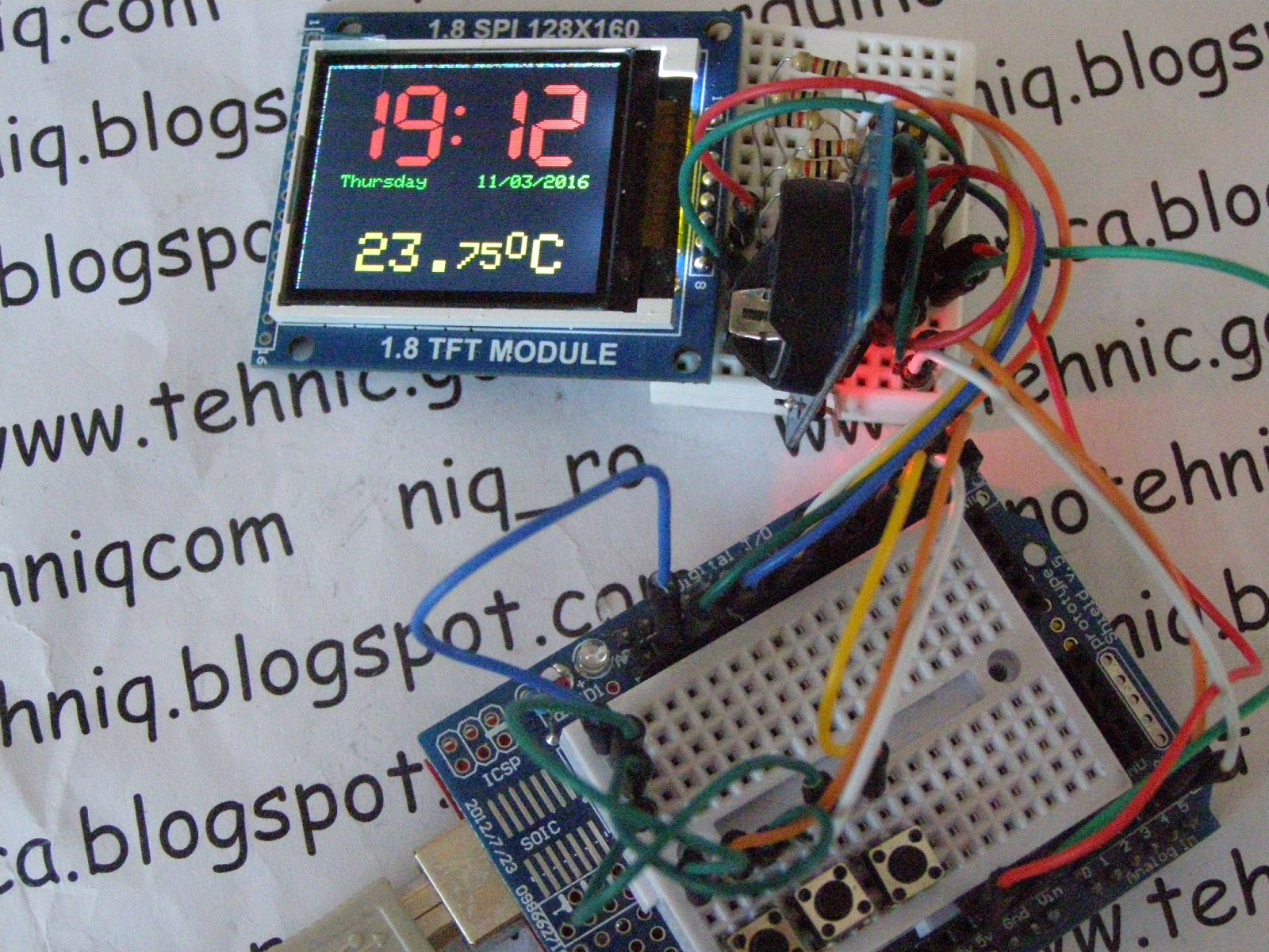 Arduino tehNiq: Adjusting clock with thermometer using DS3231 on 1.8 ...