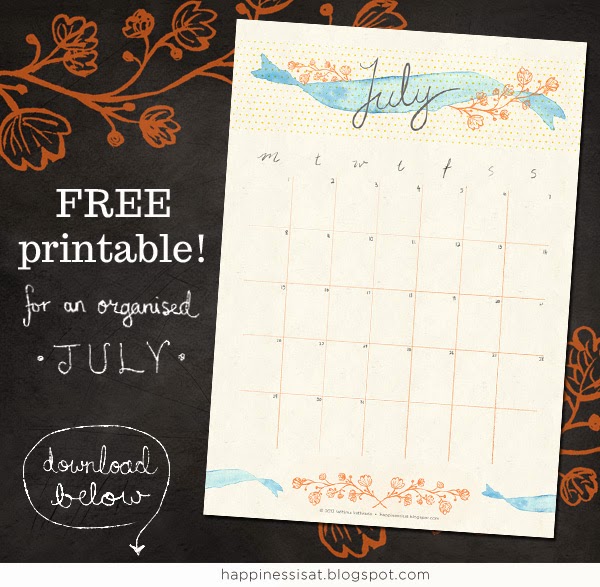 Happiness is...: Free July Calendar Printable