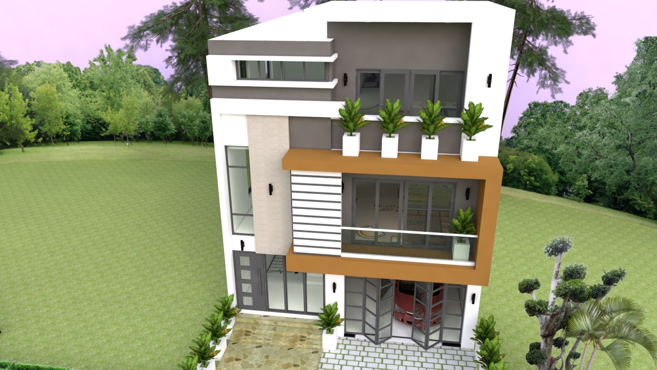 Home Design Plan 8x12m 3 Bedrooms - House Plan Map