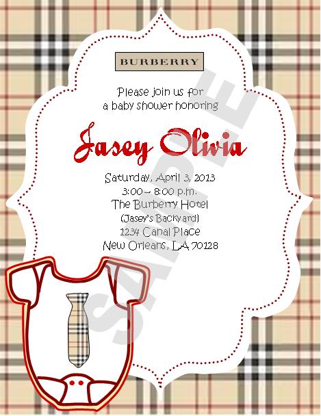 Solutions...Event Design by Kelly: Burberry Theme Baby Shower Invitations
