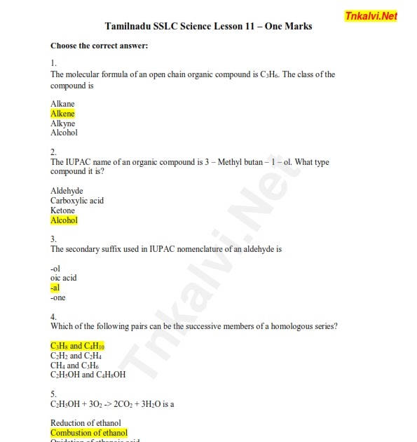10th Standard Science One Mark Creative Question With Answer 10th-standard-science-one-mark-creative-question-with-answer