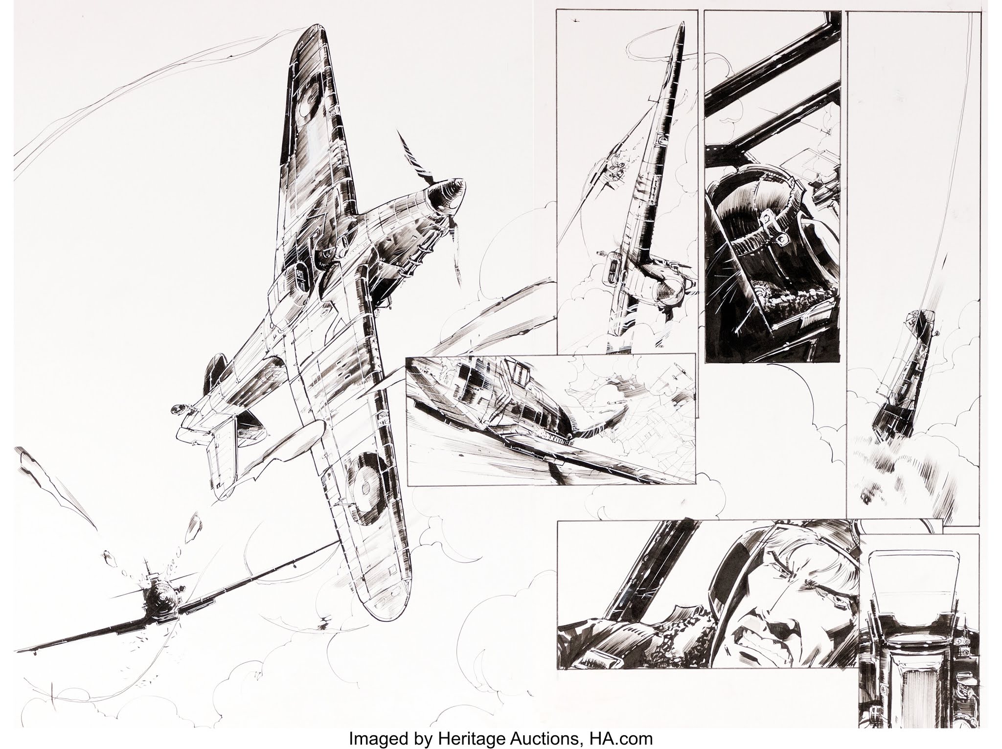 Boys Adventure Comics: Keith Burns double page Johnny Red spread