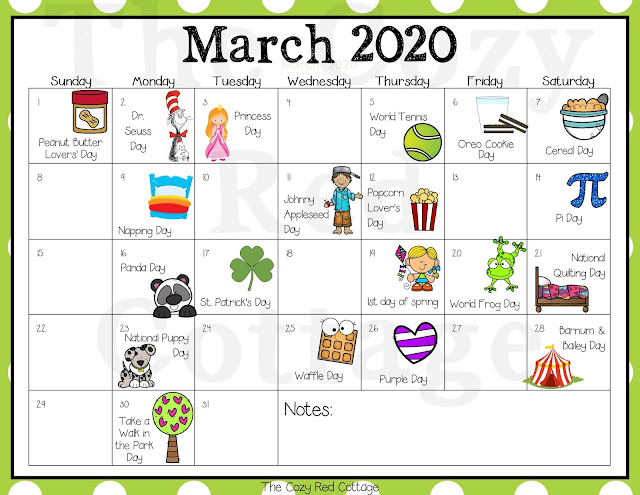 The Cozy Red Cottage: 20 Fun March Holidays (Free Printable Calendar)