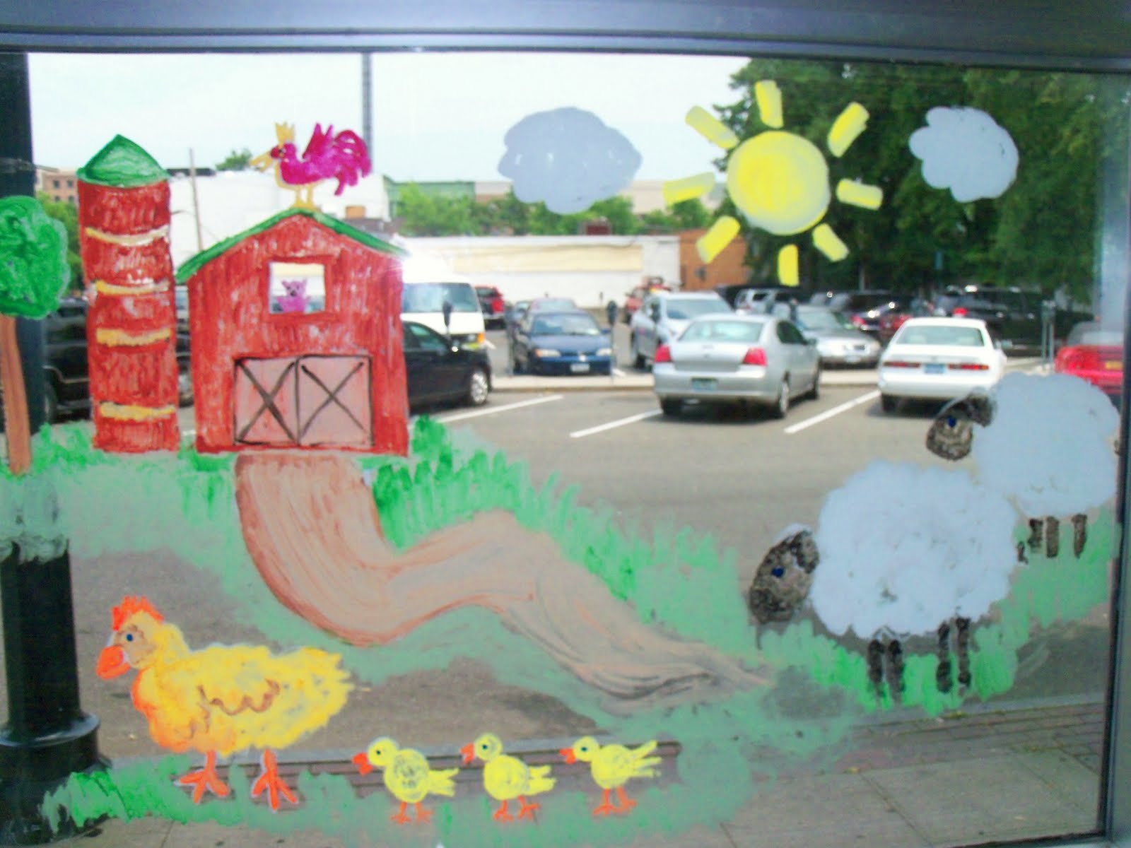 Library Mermaid: Library Window Painting