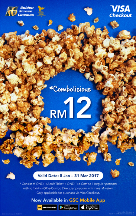 GSC 电影票和爆米花只需 RM 12
