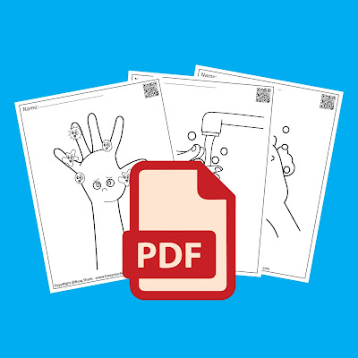 Set of Hand Washing and germs coloring pages
