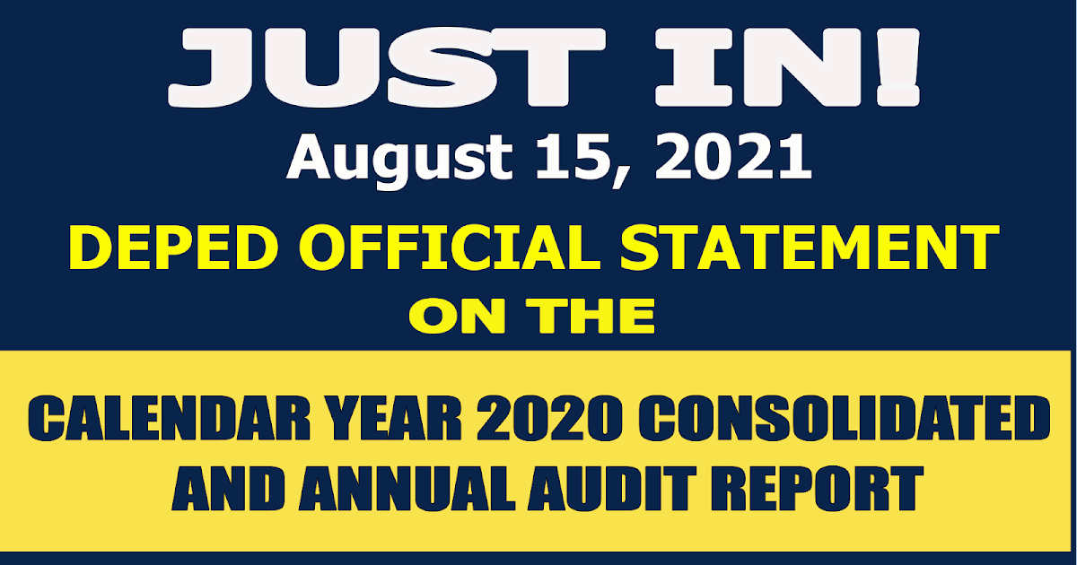 DepEd Official Statement: On the Calendar Year 2020 Consolidated Annual ...