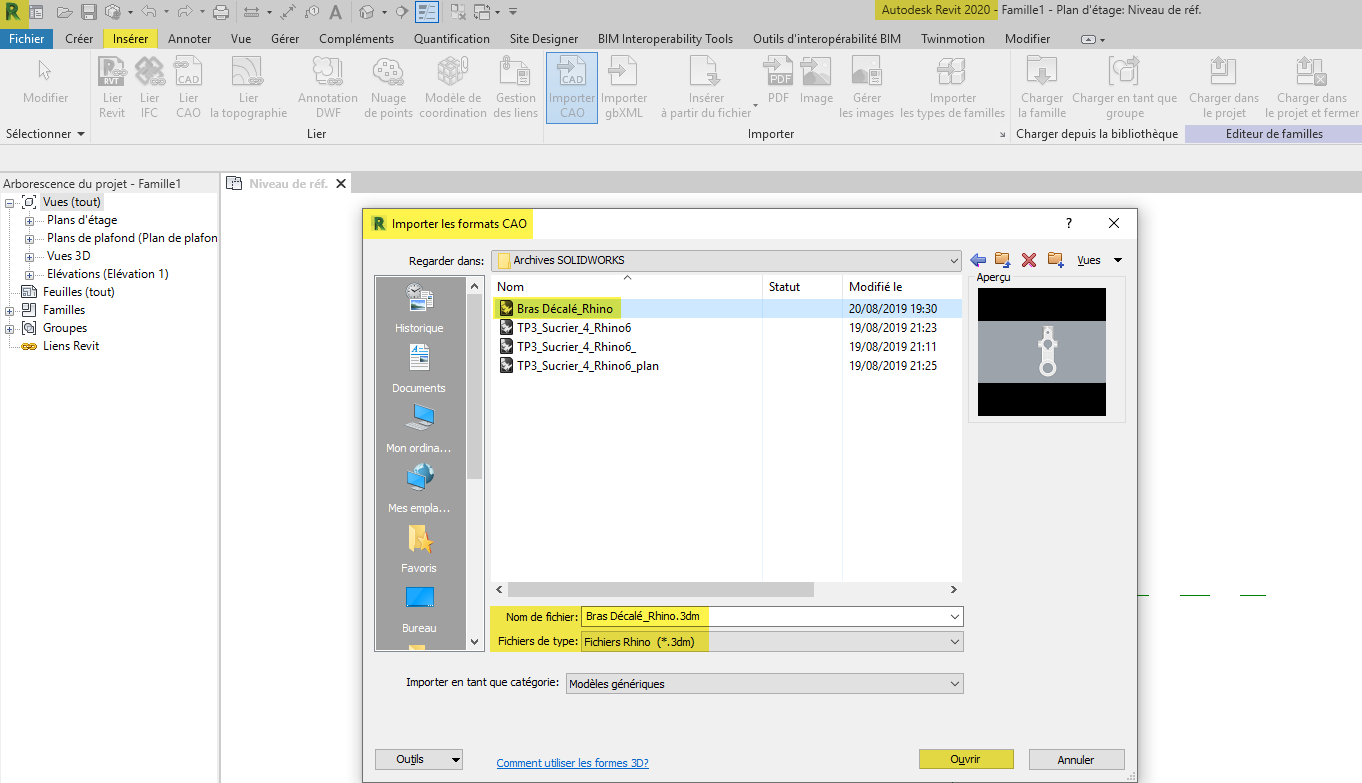 Revit-Mémo: de Solidworks à Revit
