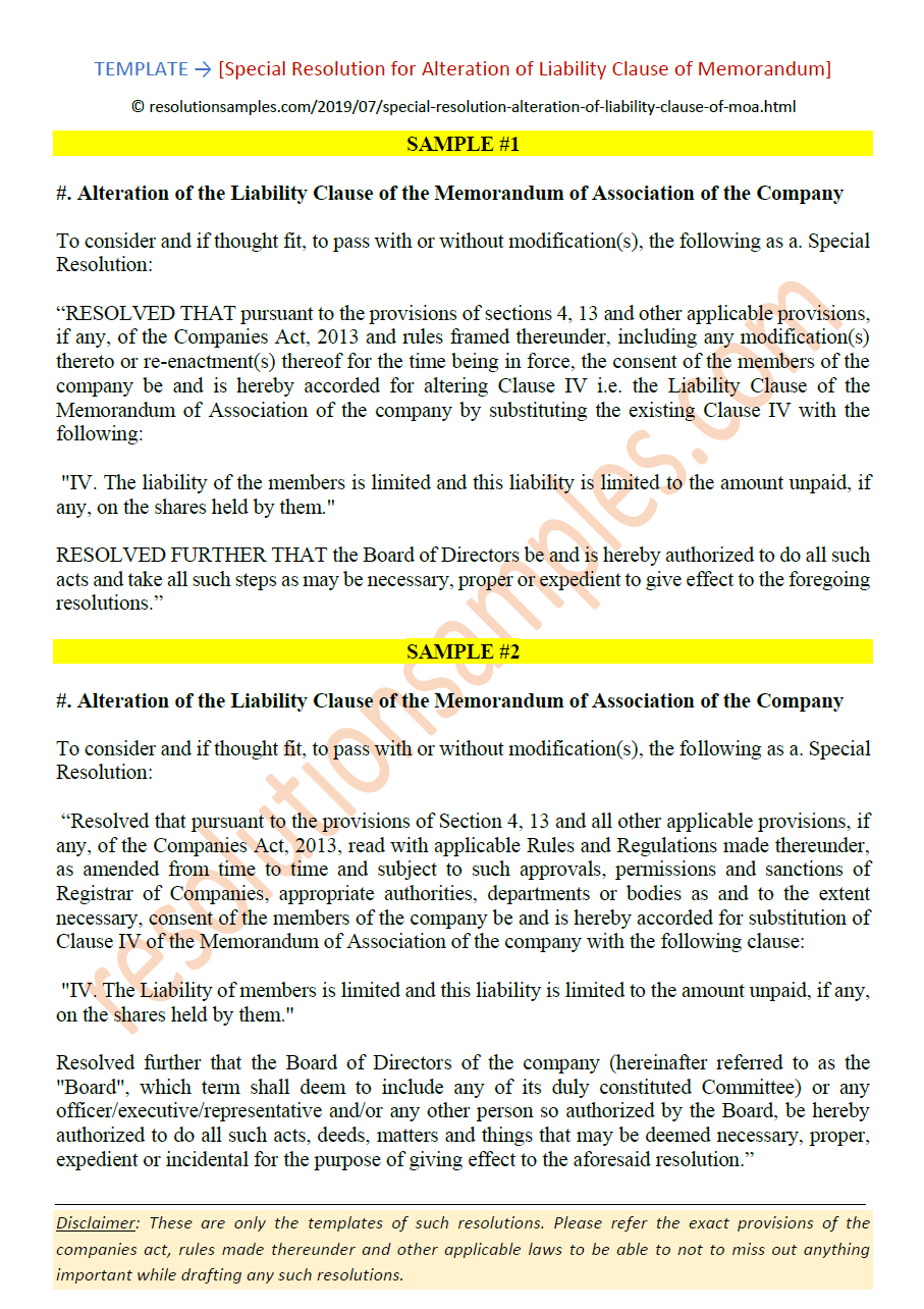 Special Resolution Alteration Of Liability Clause Of Memorandum special-resolution-alteration-of-liability-clause-of-memorandum